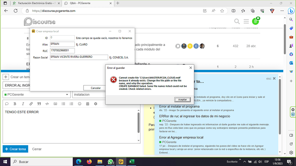 Error al ingresar al programa - PCGerente - Q&A - PCGerente